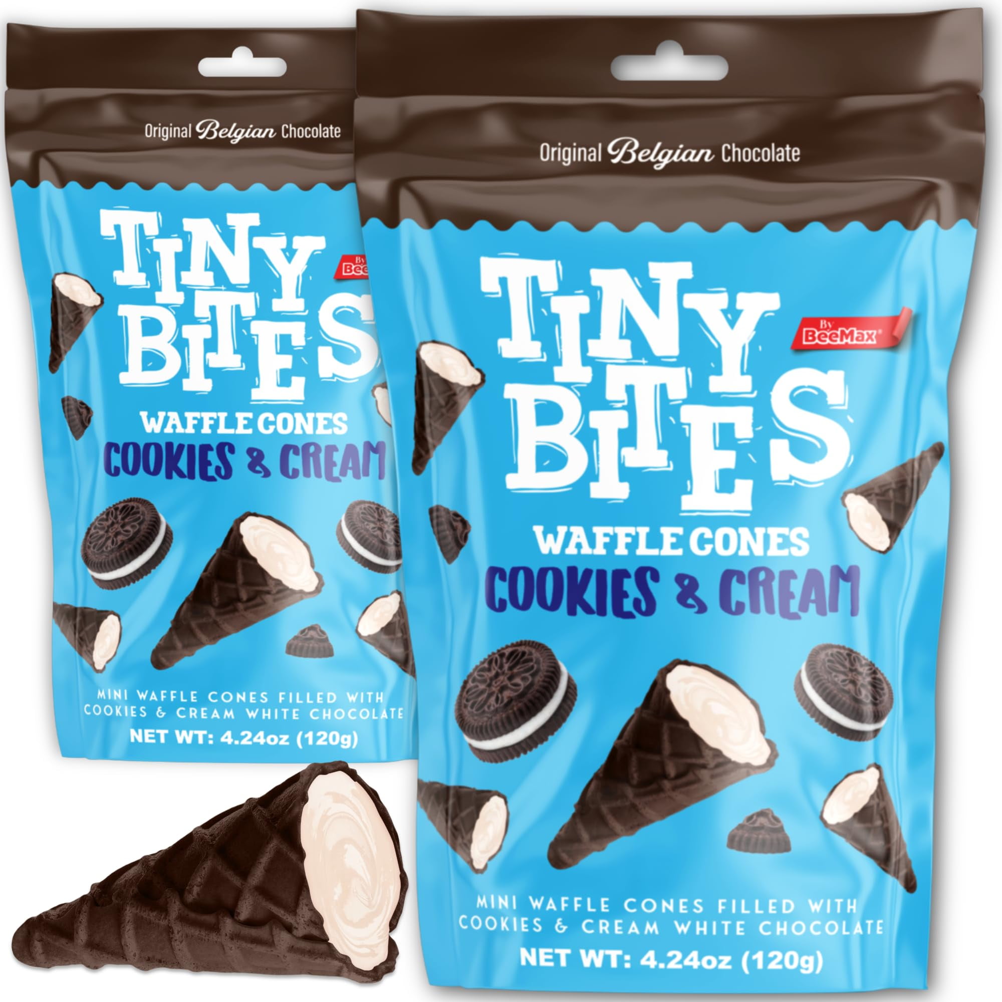 Tiny Bites - Crispy KEF16 Mini Waffle Cones Treats - Chocolate, 4.24 oz ...