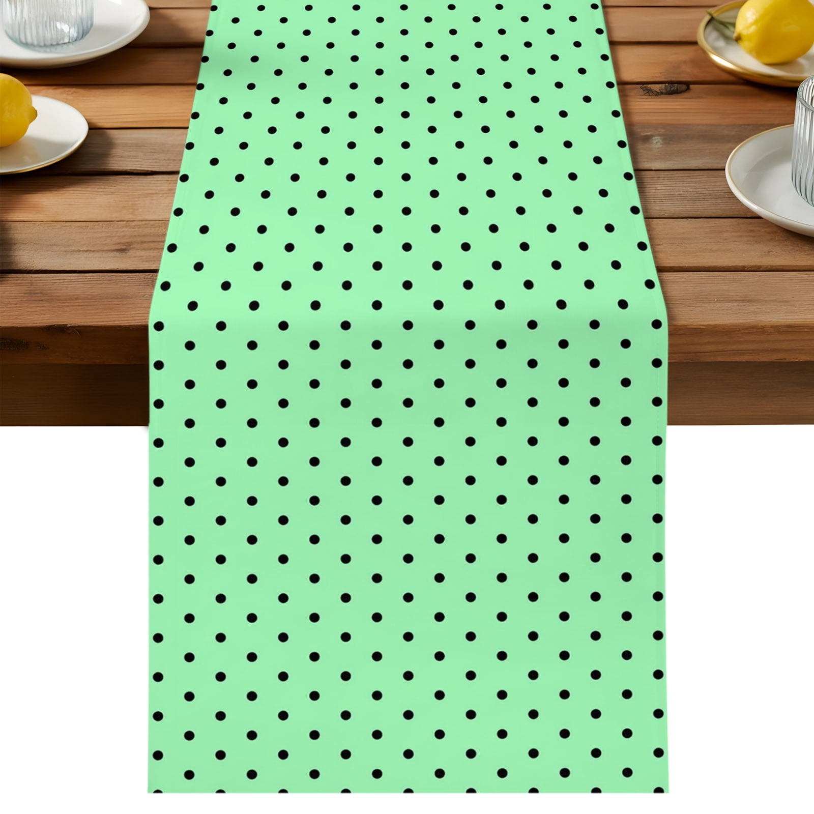 Tiny Black Dot Table Runner, Minimalist Modern Micro Circle Round Spot ...