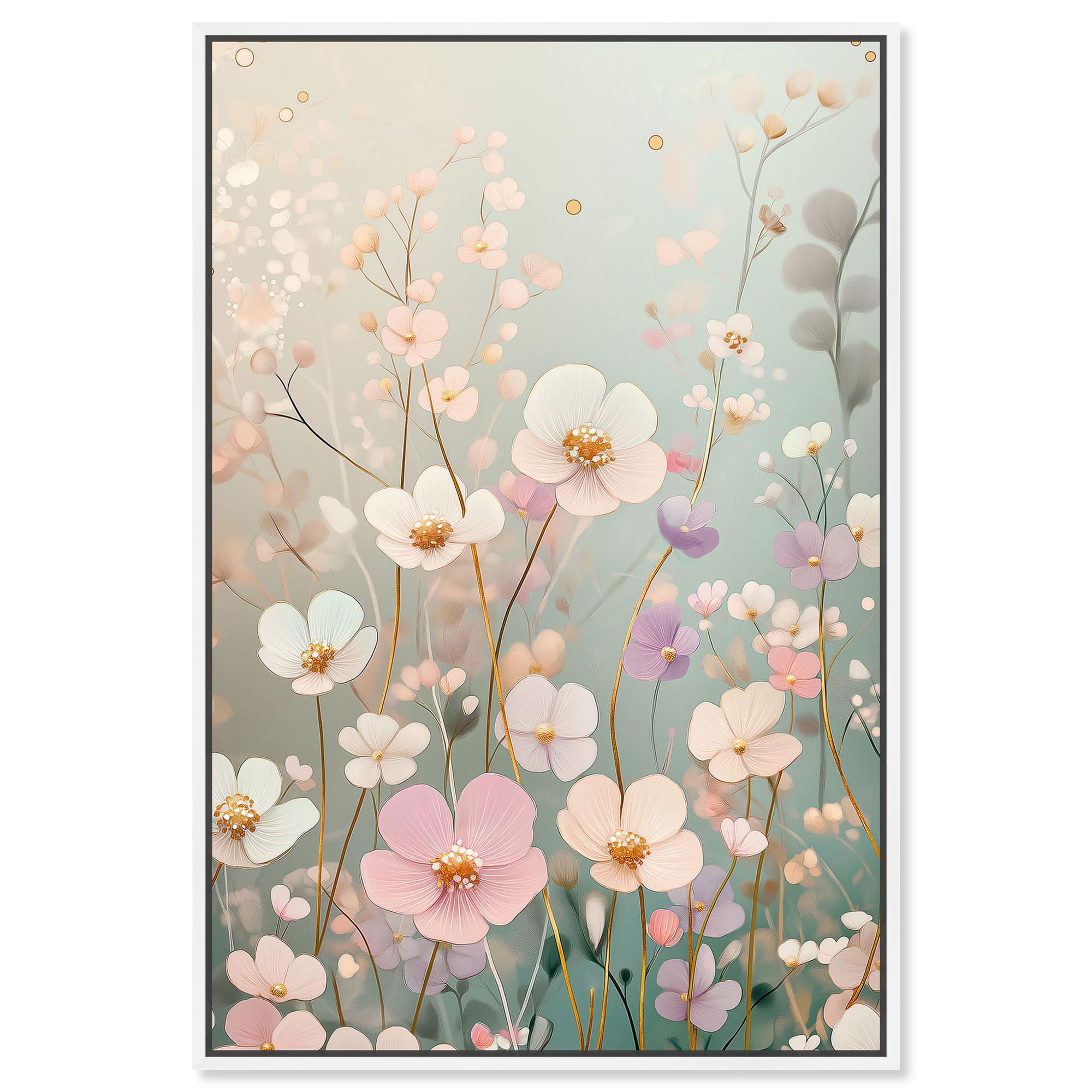 Tiny Blooms I Canvas Nature Wall Decor by Art Remedy, White Frame, 30 x ...