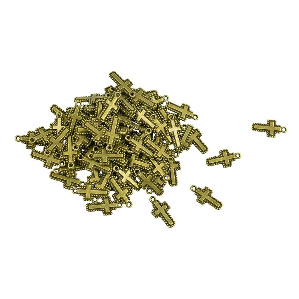 Tiny Cross Pendant Bronze Christian Dot Cross Charms - 20mm - 50 Pieces ...