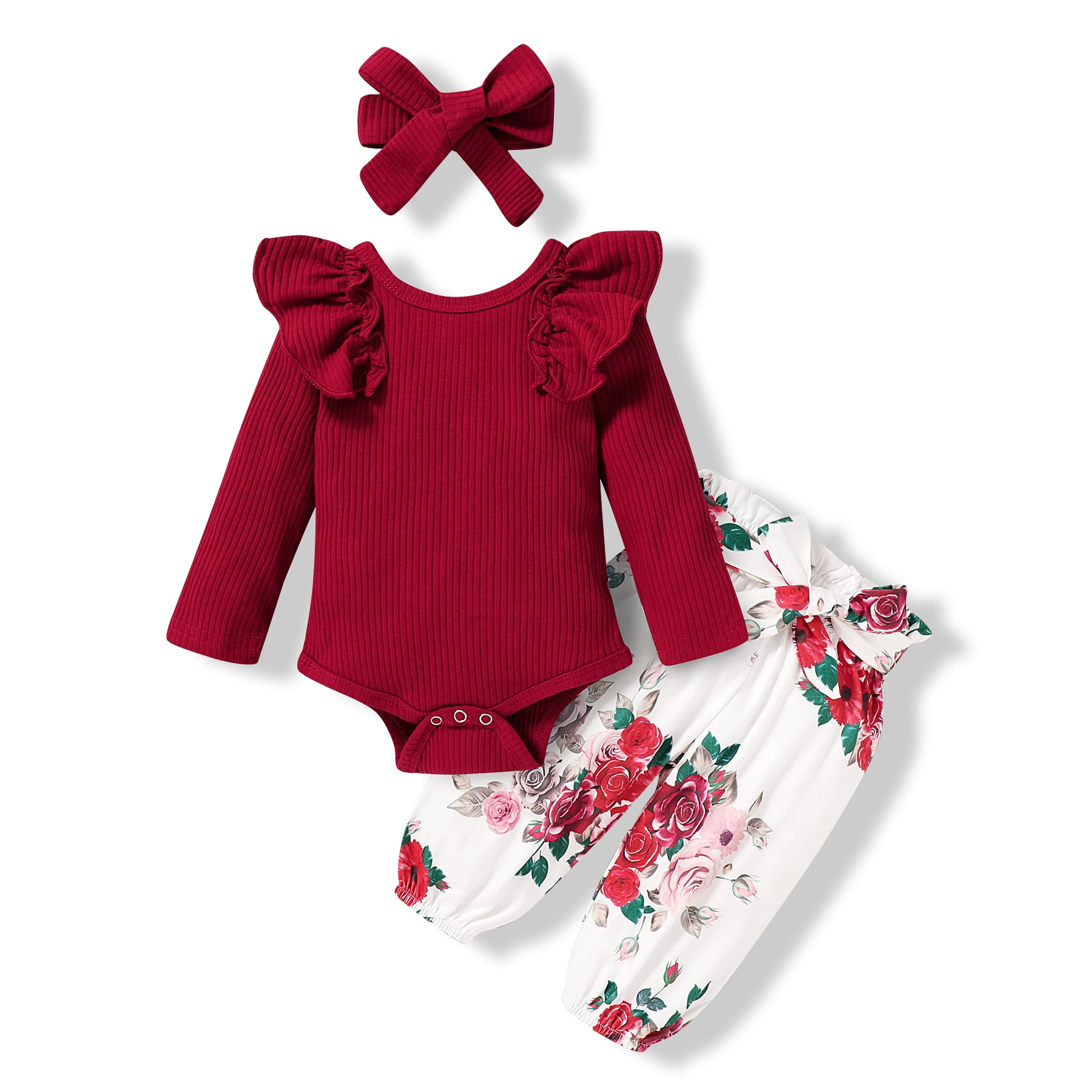 Tiny Cutey Infant Toddler Baby Girl Clothes Set Fall Winter Flower Long ...