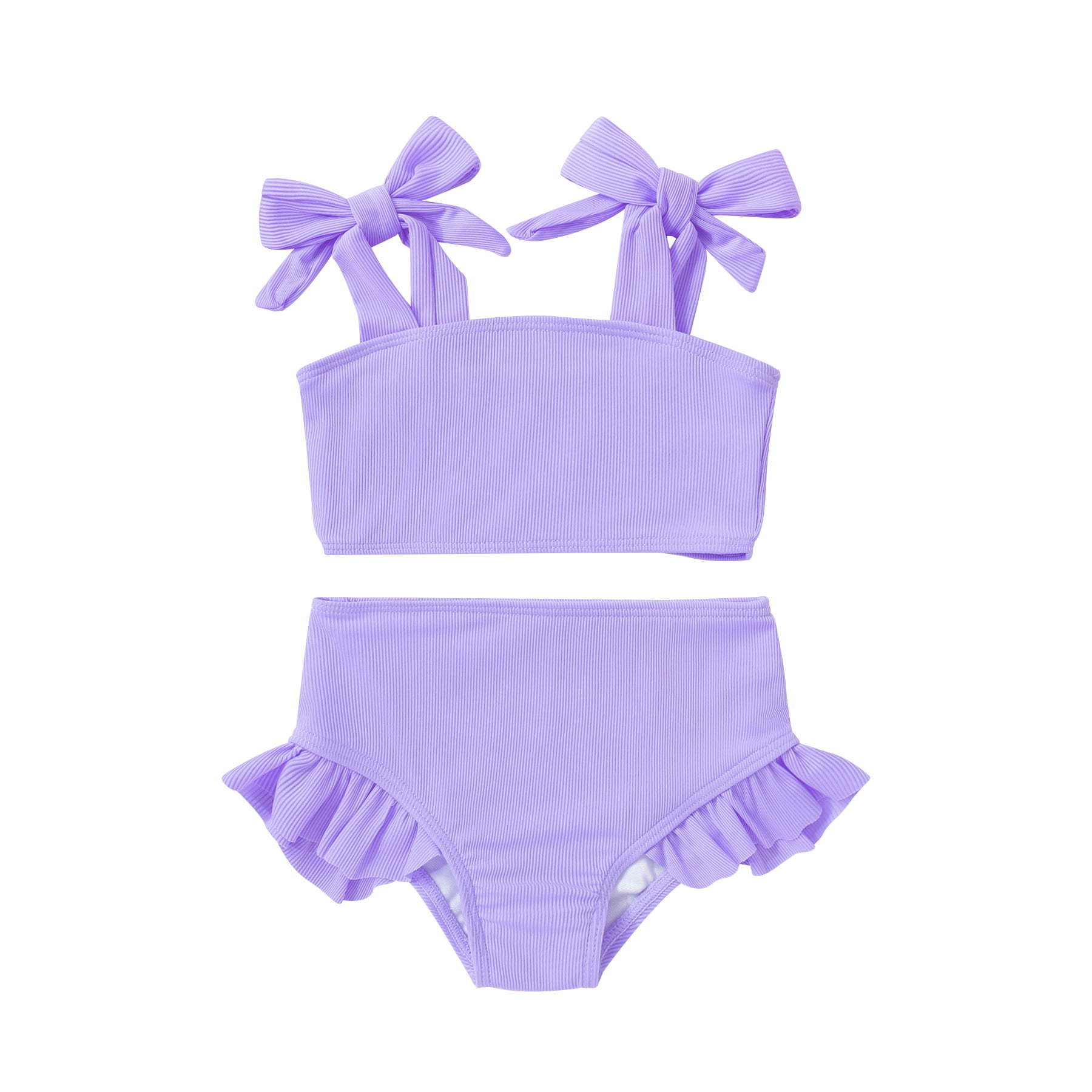 Tiny Cutey Toddler Girl Swimsuit Set Baby Solid Swimwear Summer Beach ...
