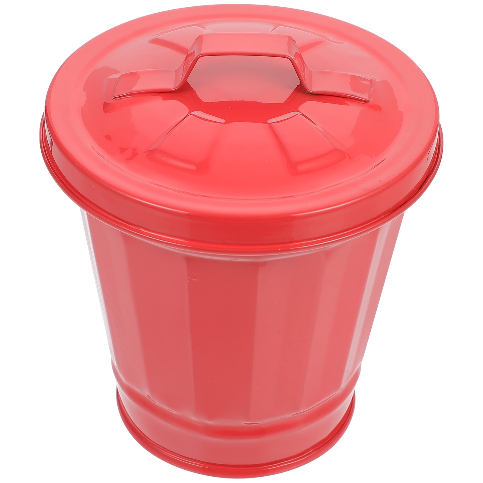 Tiny Desk Bin with Lid Mini Metal Trash Can Garbage Utility Pail Office ...