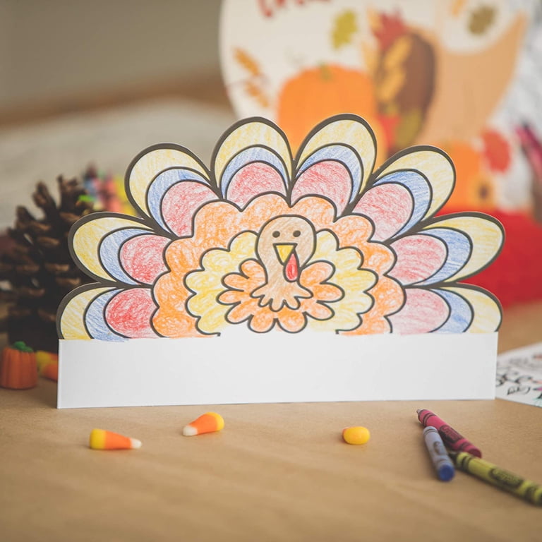 Thanksgiving Essentials Thanksgiving Turkey Coloring Crowns - 12 Pack ...