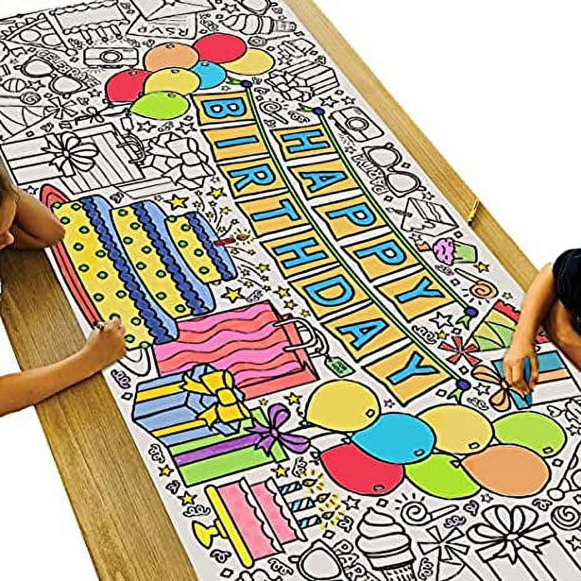 Tiny Expressions Giant Birthday Coloring Poster 72 x 30 Paper Banner ...