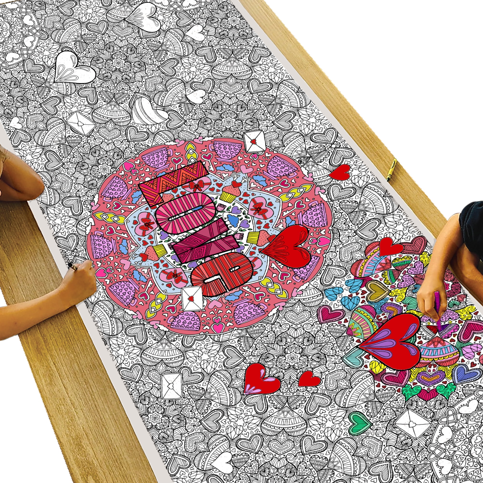 Tiny Expressions Giant Mandala Love Coloring Poster for Kids - 30 x 72 ...
