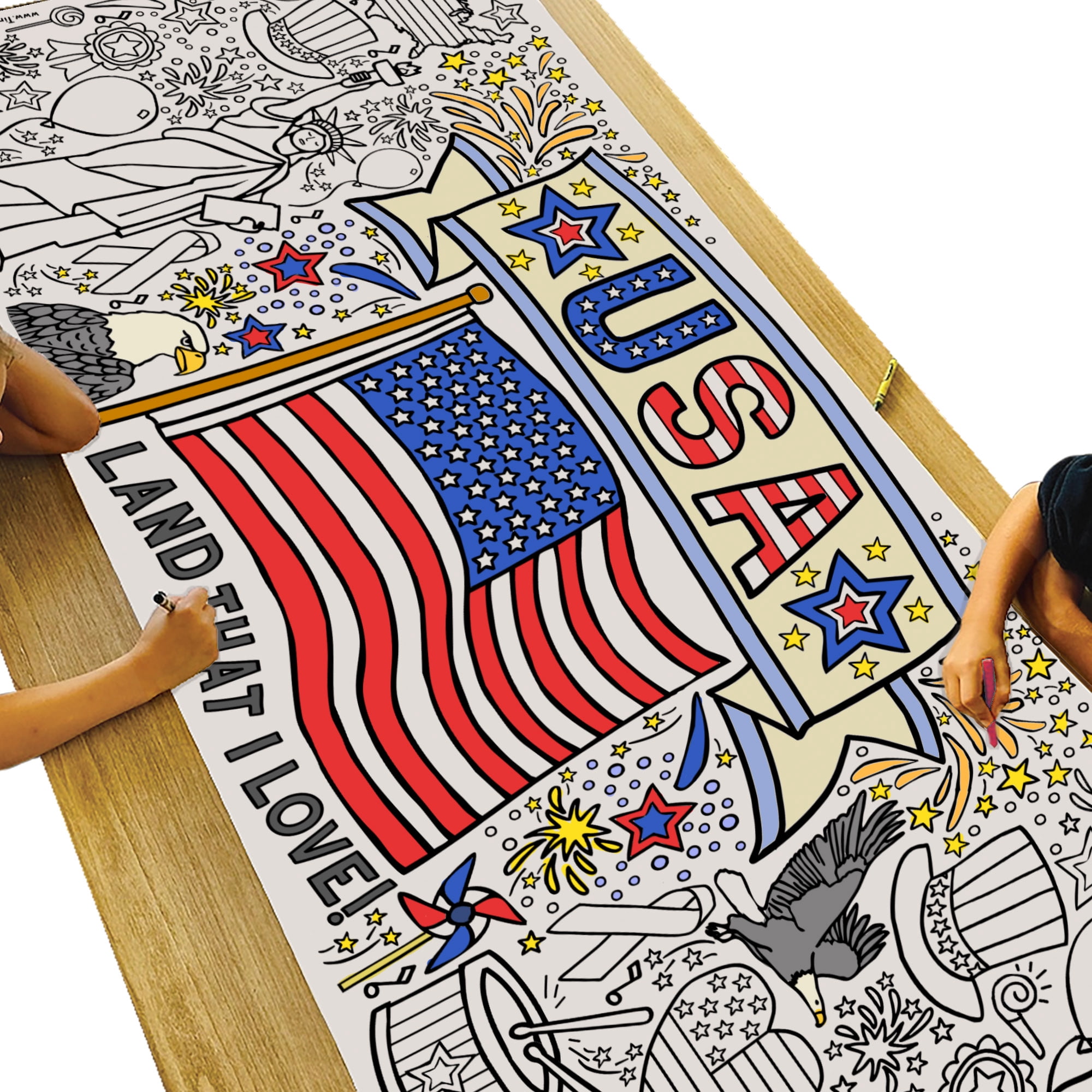 Tiny Expressions Giant USA Patriotic Coloring Poster 72 in x 30 in ...