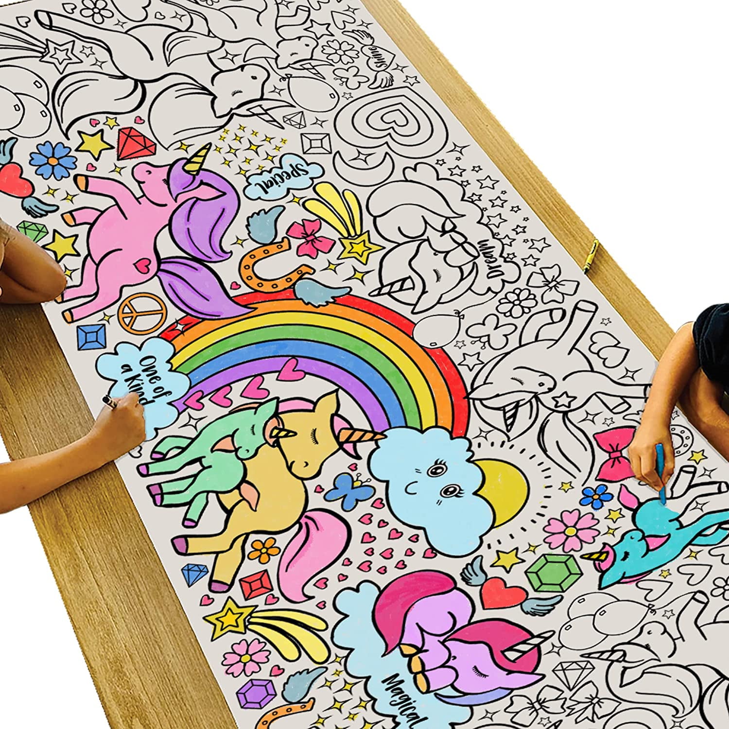 Tiny Expressions Giant Unicorn Coloring Poster for Kids - 30 x 72 ...