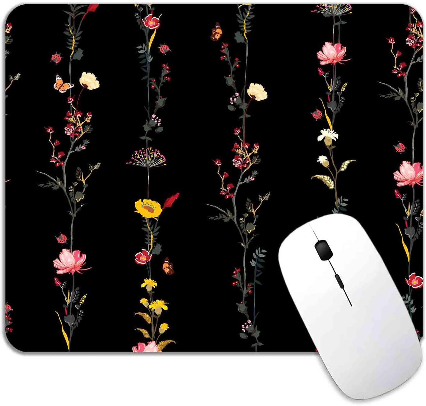 Tiny Flowers Mouse Pad - Premium-Textured Washable Botanical Design ...