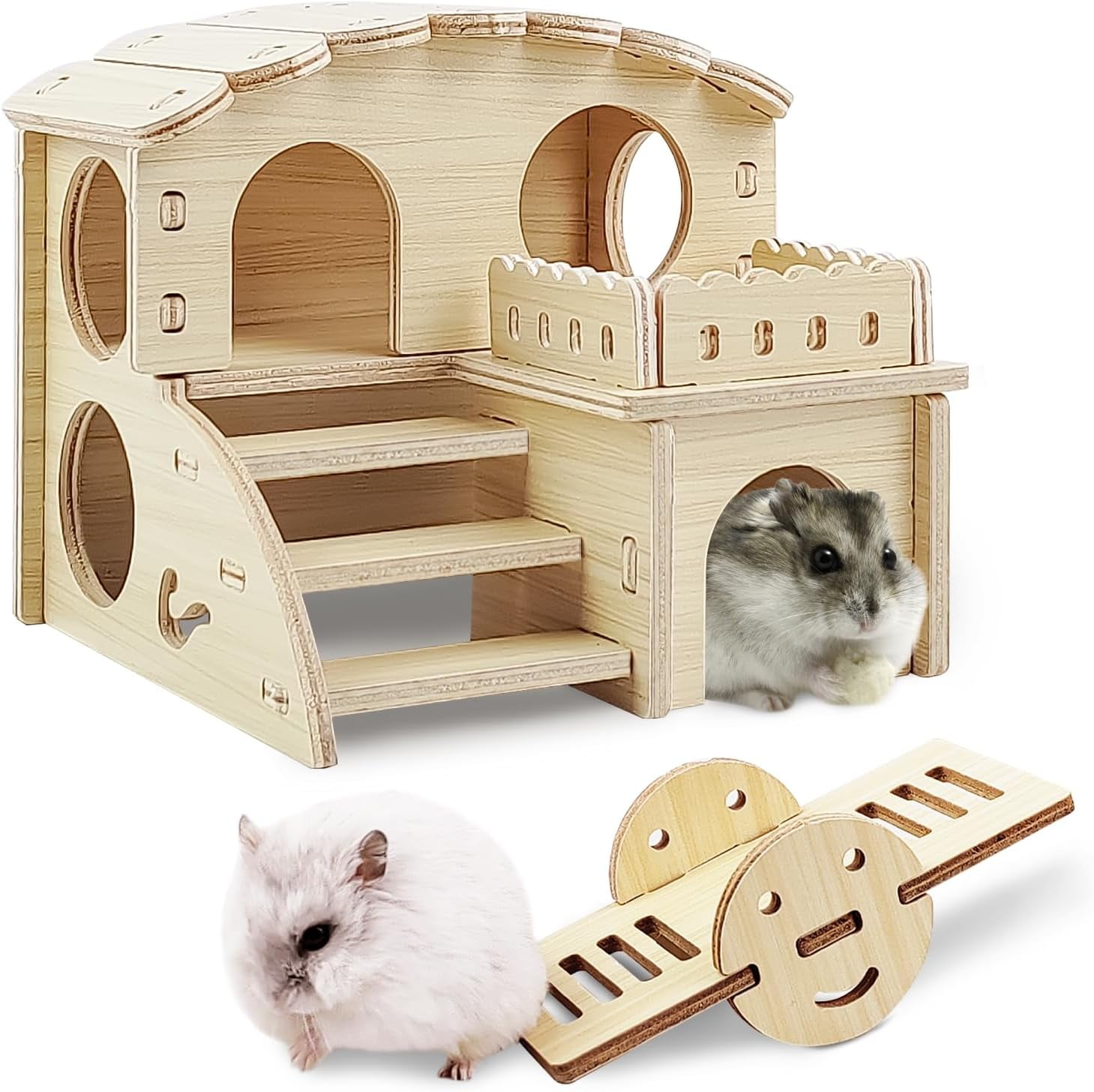 Tiny Hamster Maze Wood House - Fun Staircase House - Seesaw for Small ...