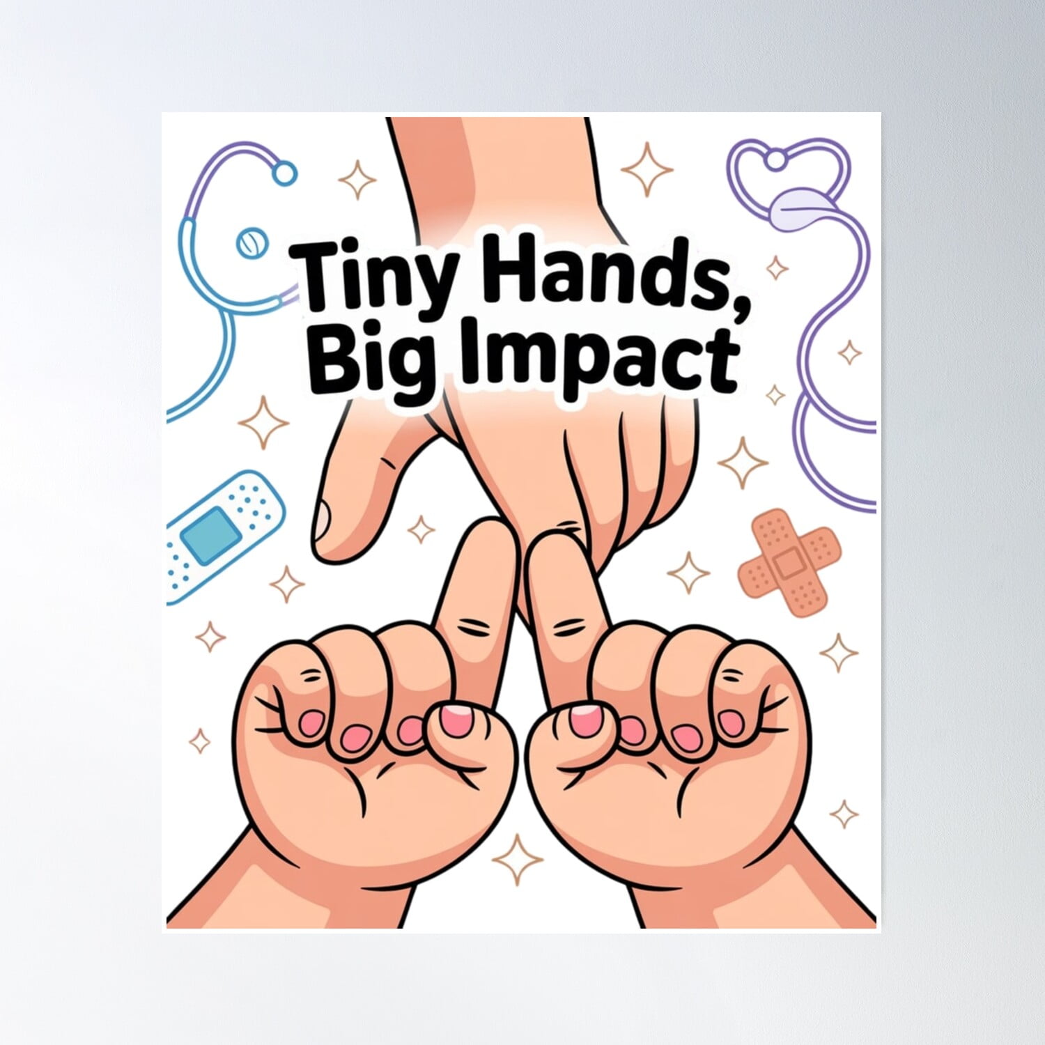 Tiny Hands, Big Impact – Heartwarming Pediatric Nurse Design Poster Wall Art, Modern Wall Decor ...