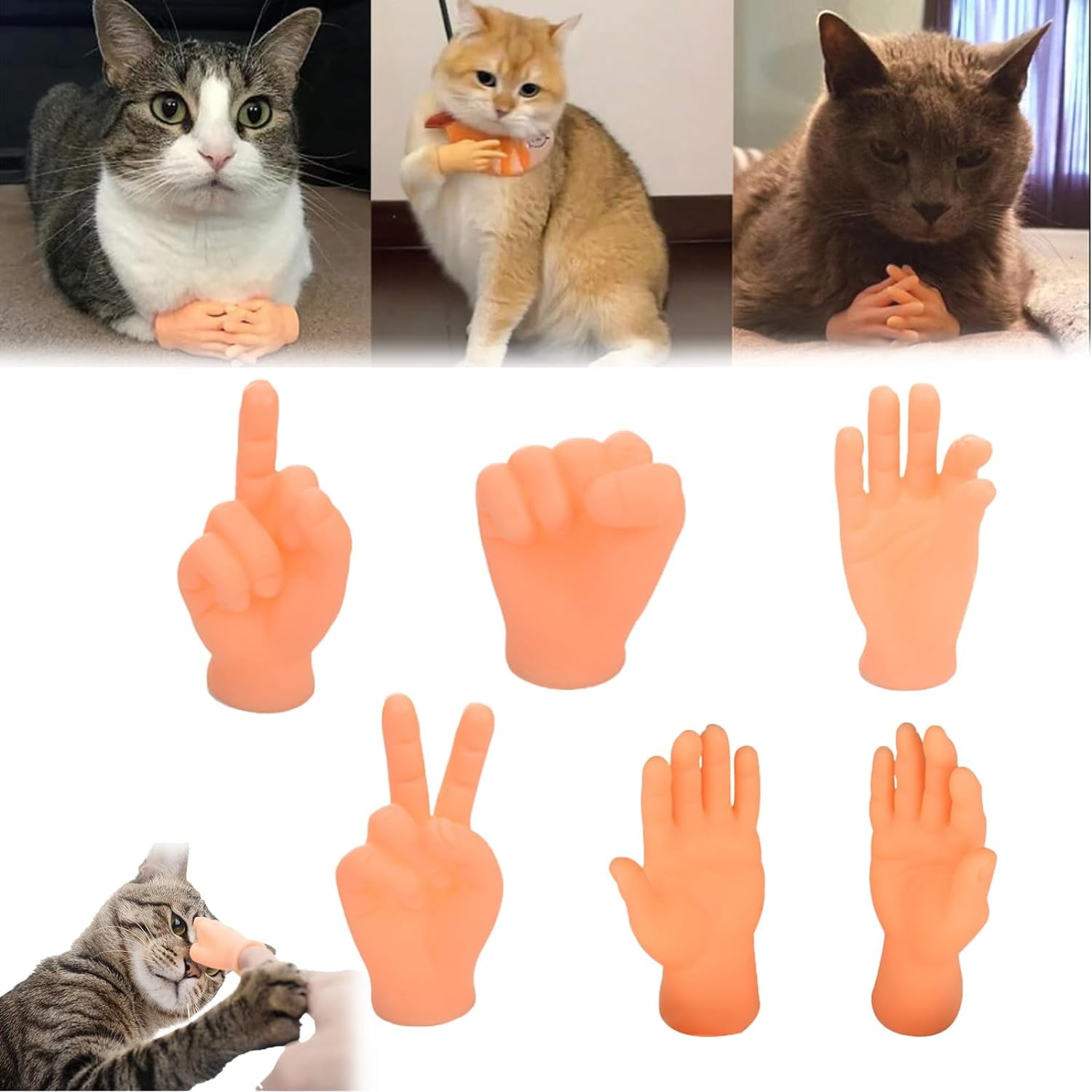 Tiny Hands for Cats, 2024 New Mini Hands for Cats, Mini Human Hands for ...