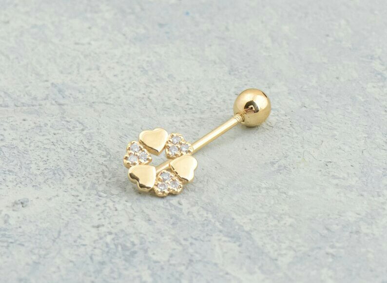 Tiny Heart Belly Button Ring Diamond Navel Piercing 14K Gold. - Walmart.com