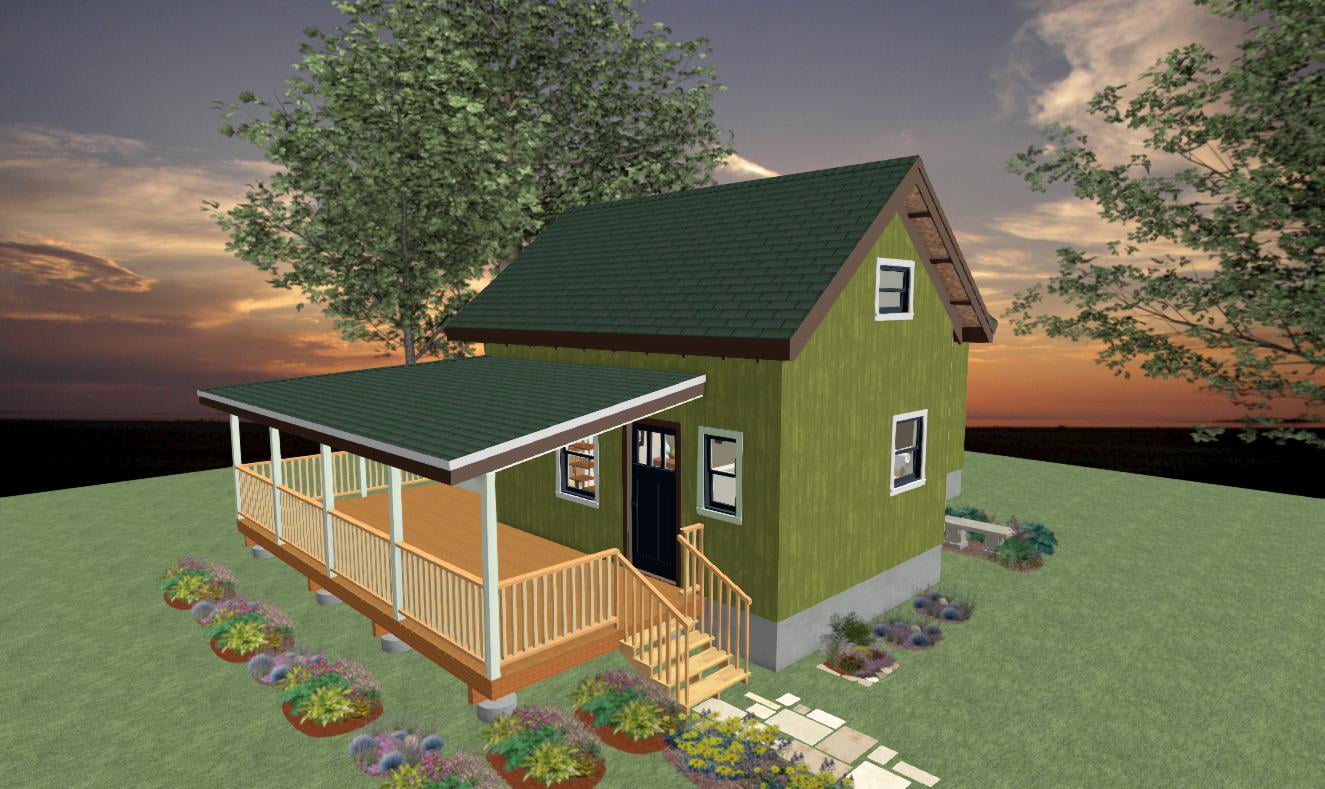 Tiny House blueprints Plan with a Loft 495 SQ FT 32'x19' - Walmart.com