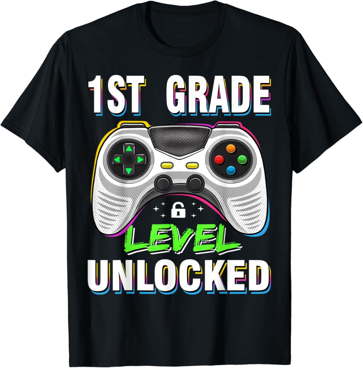 Tiny Hug 1St Grade Level Unlocked Gamer First Day Of School Boys T ...