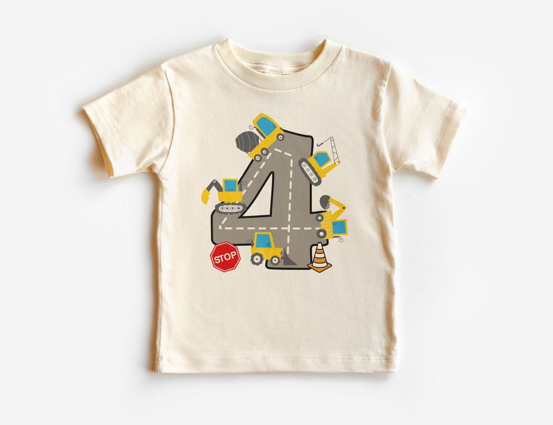 Tiny Hug 4Th Birthday Road Construction Toddler Shirt, Four Year Old ...