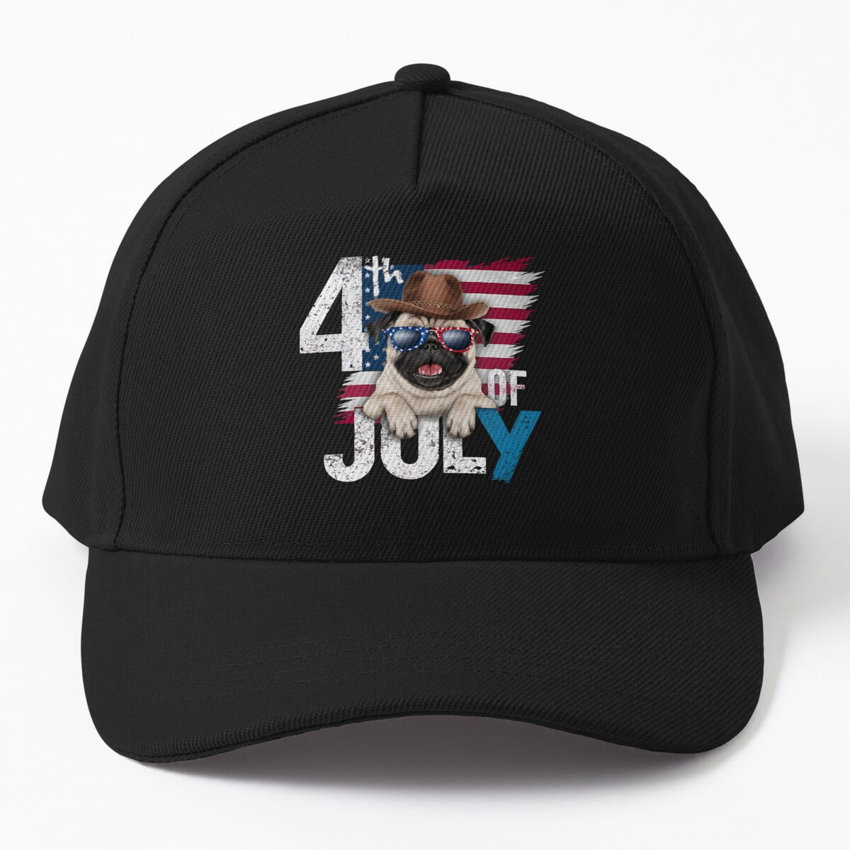 Tiny Hug 4Th Of July - Pug In Cowboy Hat Cap, Hats For Men, Gift For ...