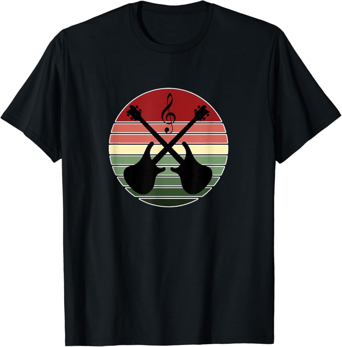 Tiny Hug Bass Guitar Player Retro Sunset Design For Men Women In Band T ...