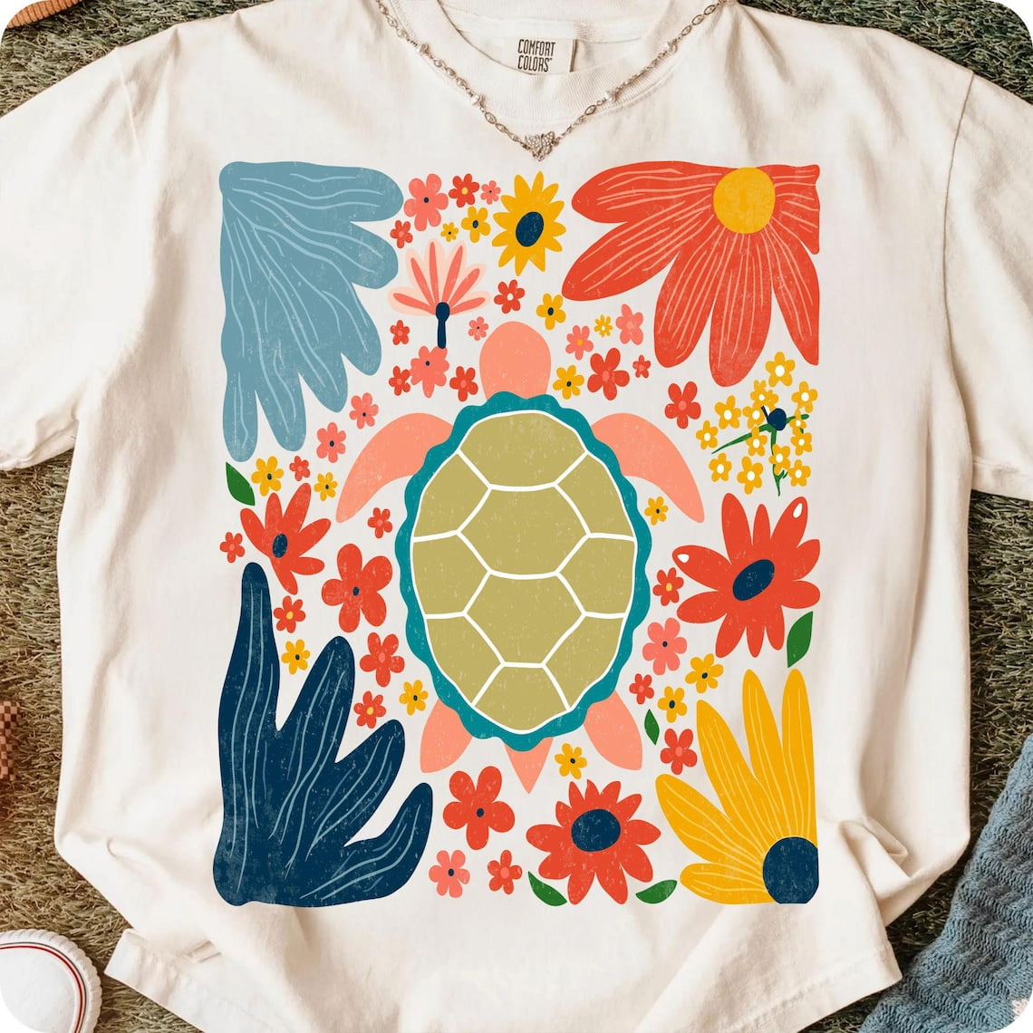 Tiny Hug Beachy Boho Turtle Sublimation Design: Floral Ocean Seashell ...