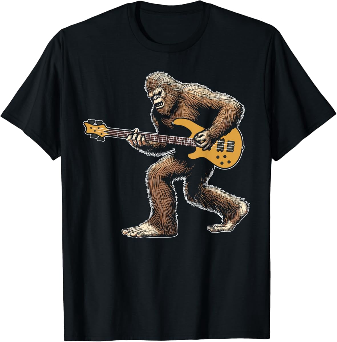 Tiny Hug Bigfoot Playing Bass Guitar Lovers For Men Women Guitarist T ...