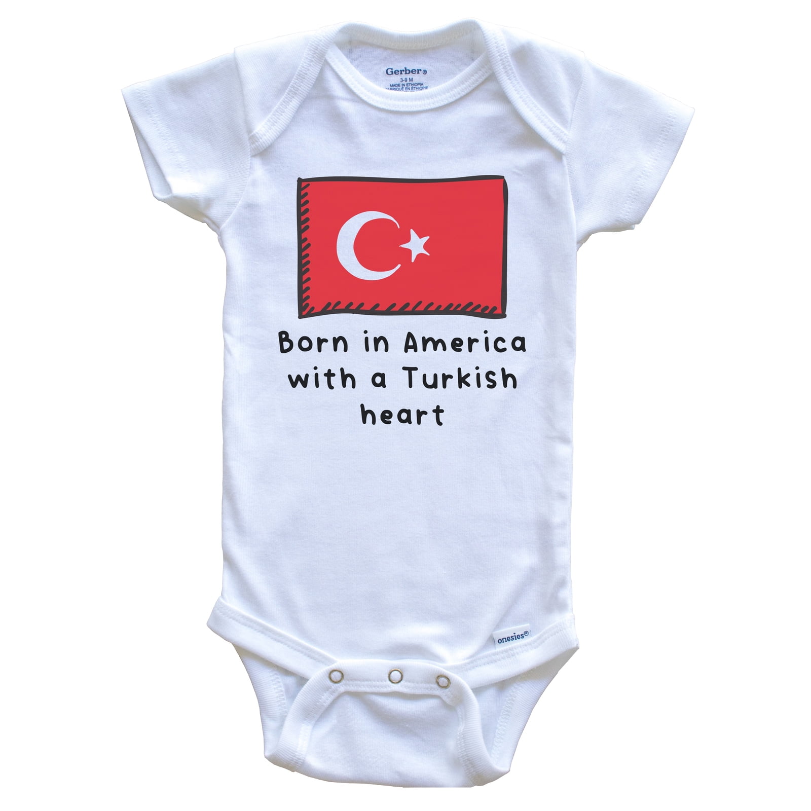 Tiny Hug Born In America With A Turkish Heart Cute Turkey Flag One ...