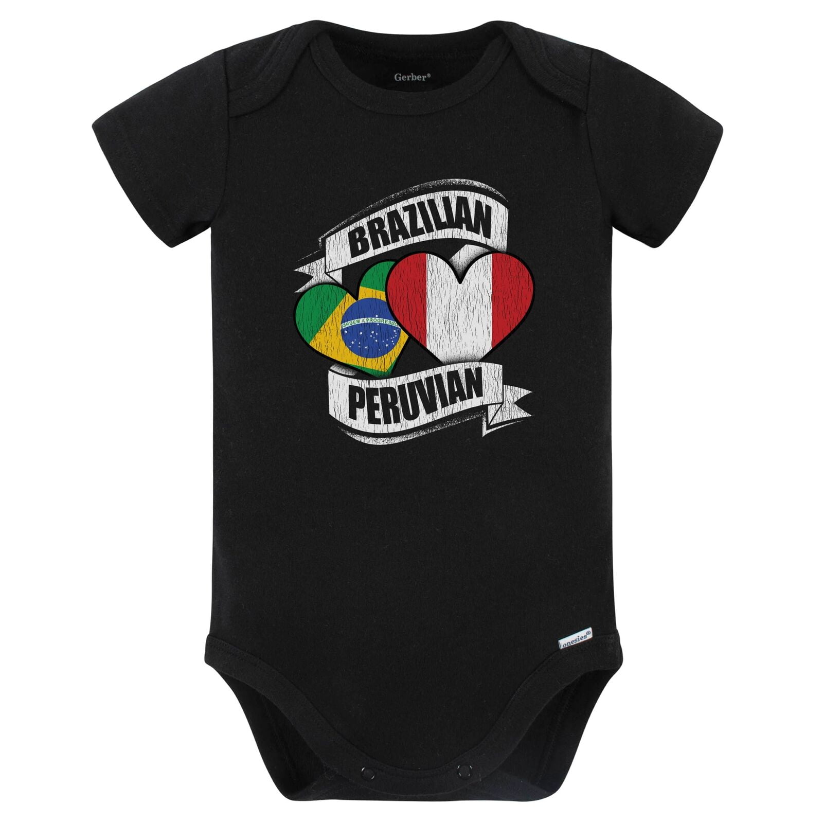 Tiny Hug Brazilian Peruvian Hearts Brazil Peru Flags Baby Bodysuit ...