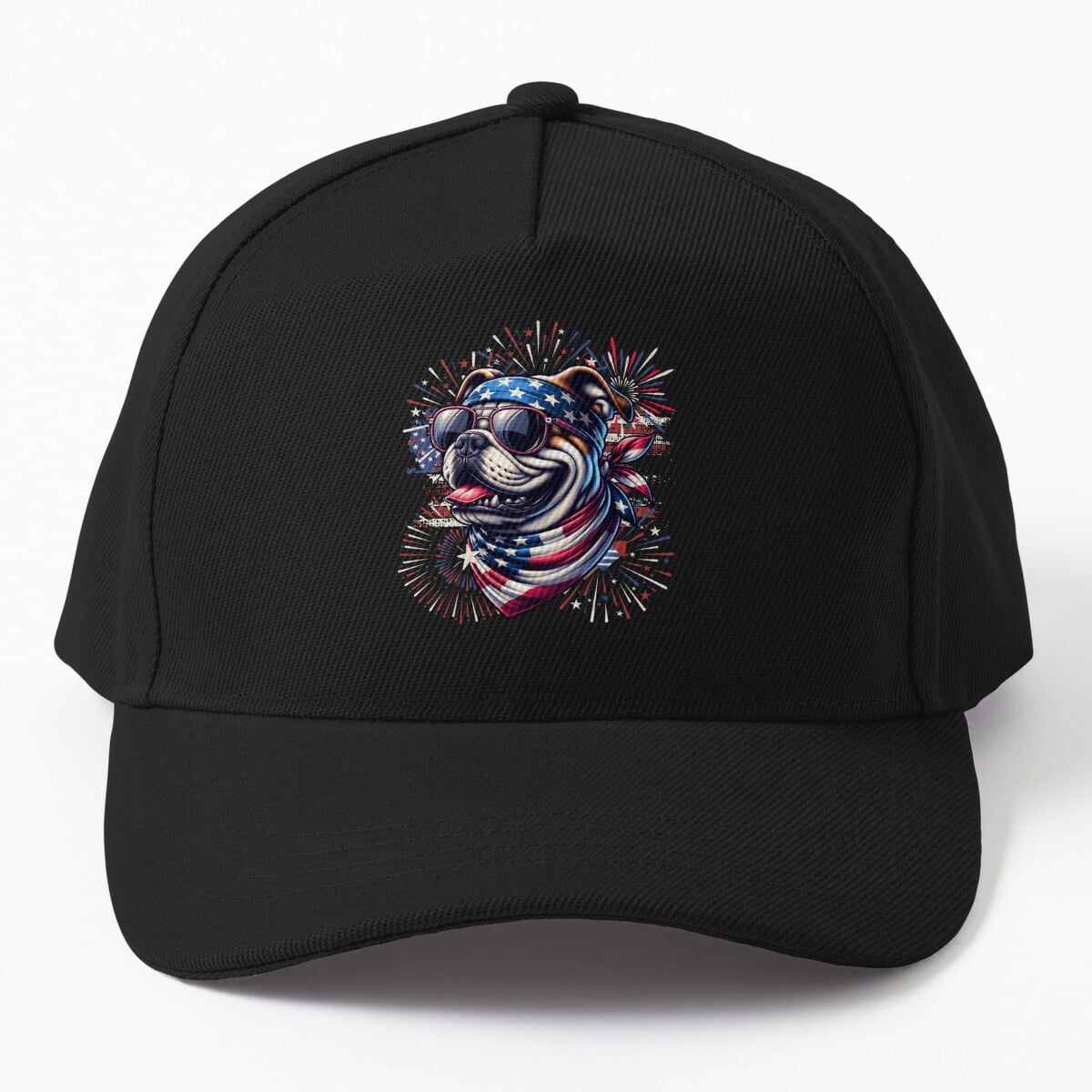 Tiny Hug Bulldog Patriotic 4Th Of July Fireworks English Bulldog Cap ...
