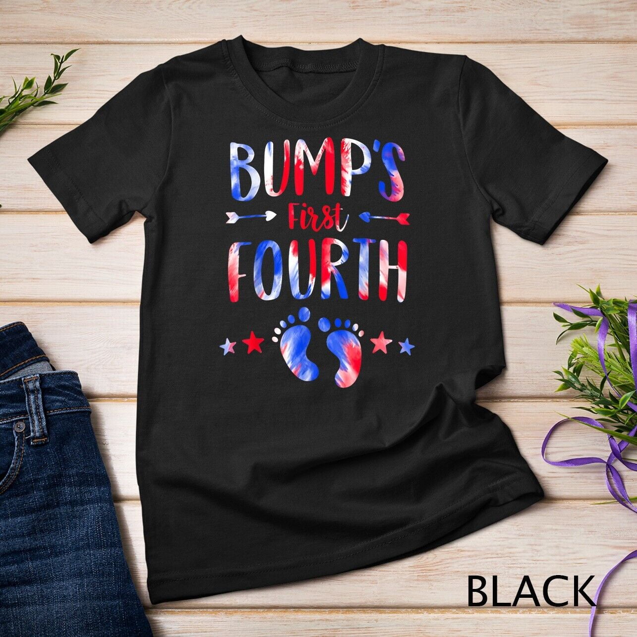 Tiny Hug Bump'S First 4Th Of July Pregnancy Independence Day Tie Dye Unisex T-Shirt - Walmart.com