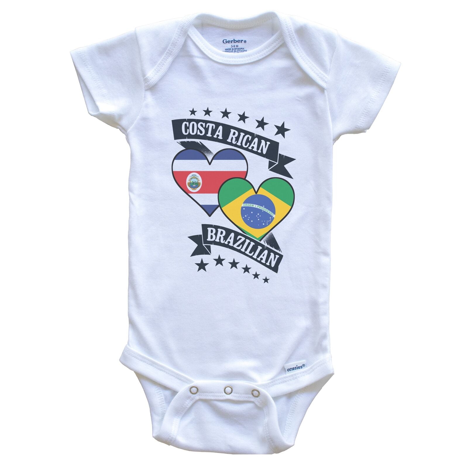 Tiny Hug Costa Rican Brazilian Heart Flags Costa Rica Brazil Baby ...