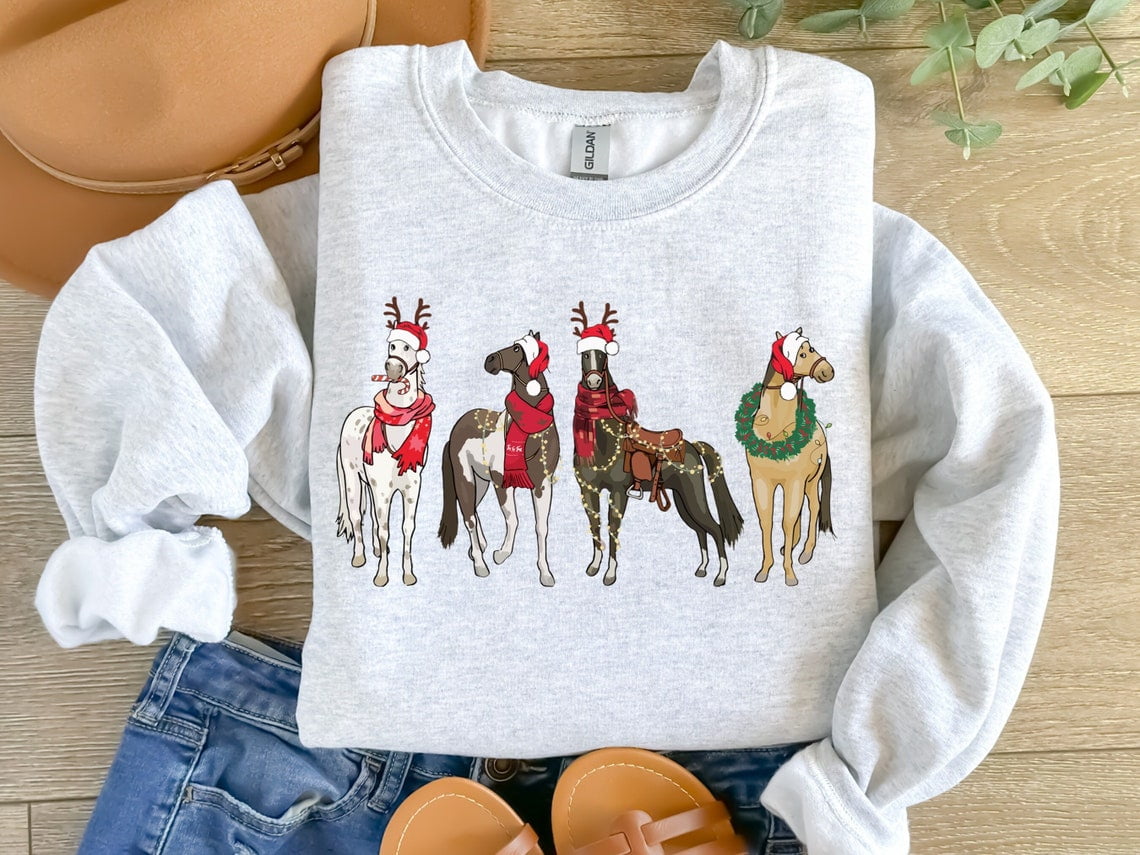 Tiny Hug Cowboy Holiday Sweater, Cute Horse Xmas Sweatshirt, Howdy Girl ...