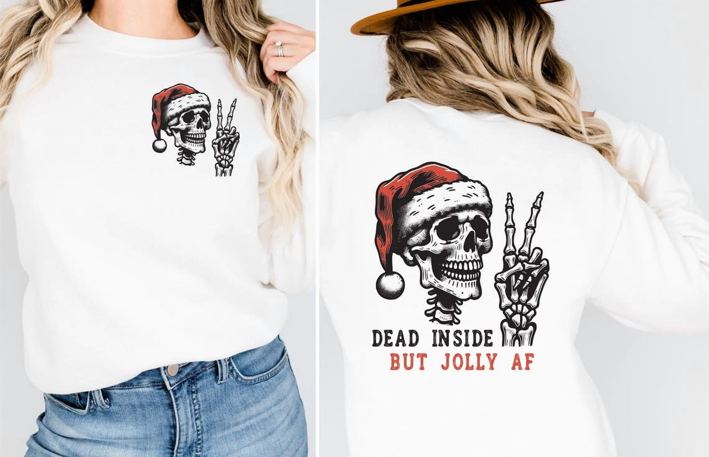 Tiny Hug Dead Inside But Jolly Af T-Shirt, Skeleton Shirt, Dead Inside ...