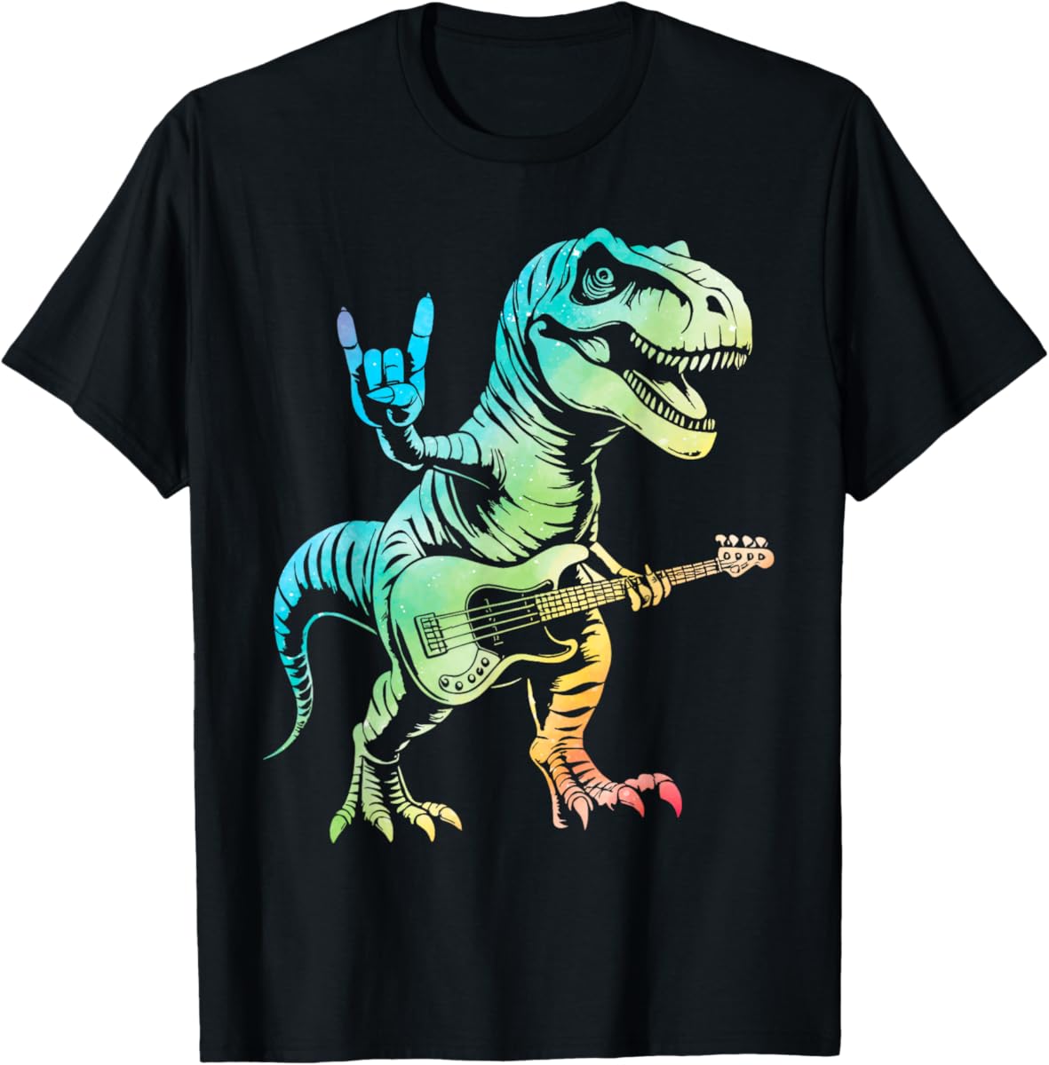 Tiny Hug Dinosaur Bass Guitar Player Gifts Bass Guitarist Tie Dye T ...