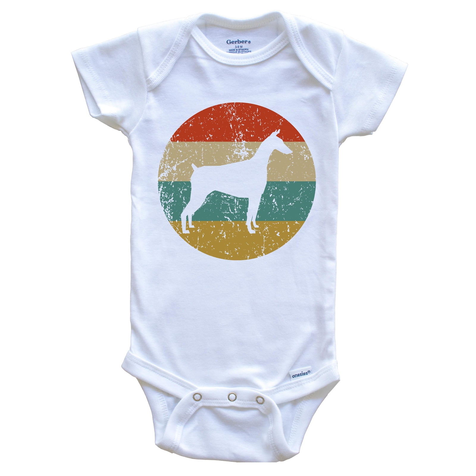Tiny Hug Doberman Vintage Retro Doberman Dog Circle Icon One Piece Baby ...