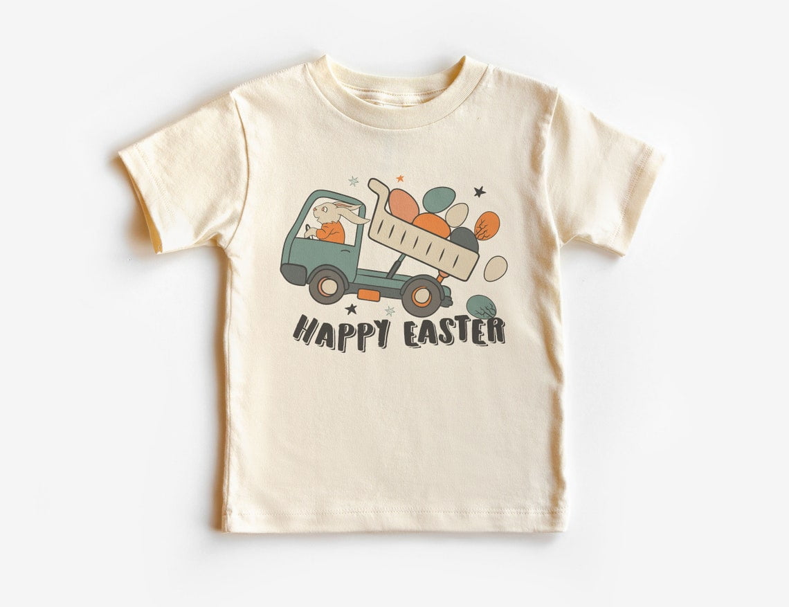 Tiny Hug Dump Truck Happy Easter Eggs Toddler Shirt - Retro Bunny ...