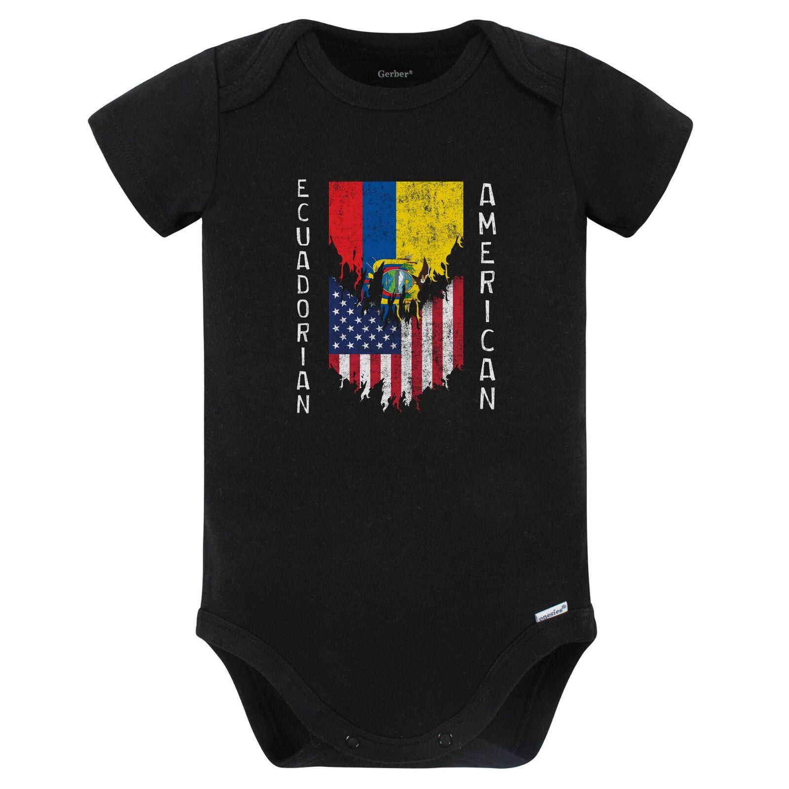 Tiny Hug Ecuadorian American Flags Ripped Torn Ecuador Baby Bodysuit ...