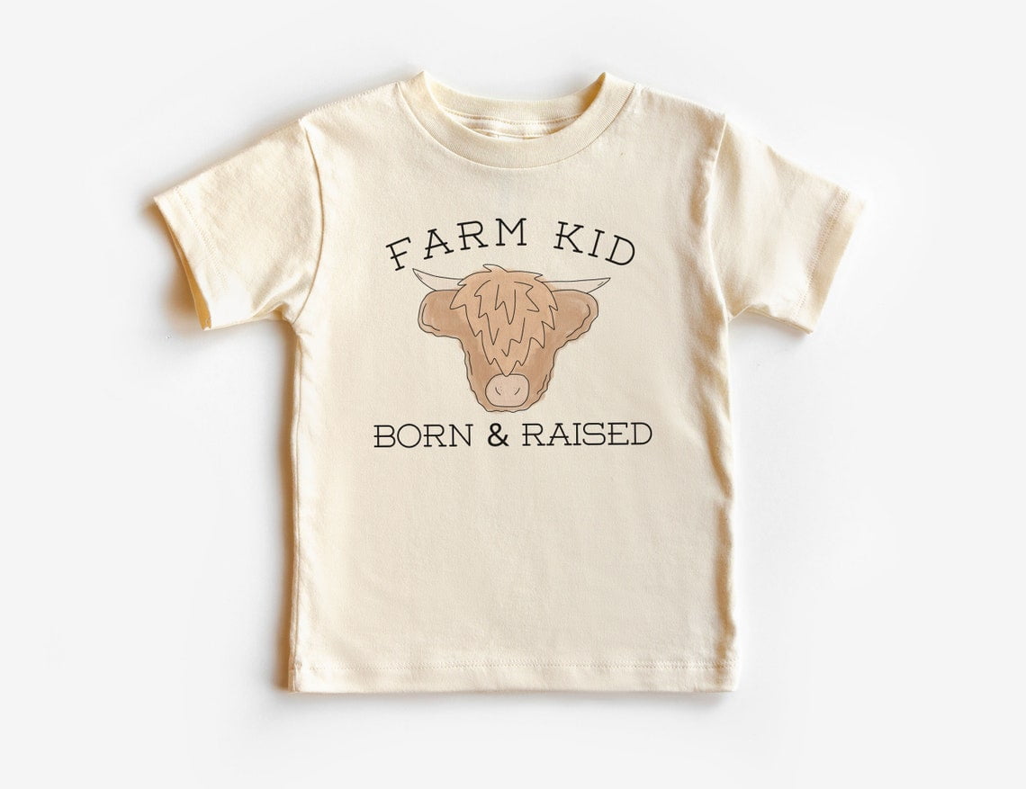 Tiny Hug Farm Kid Born And Raised Toddler Shirt - Cute Future Farmer ...