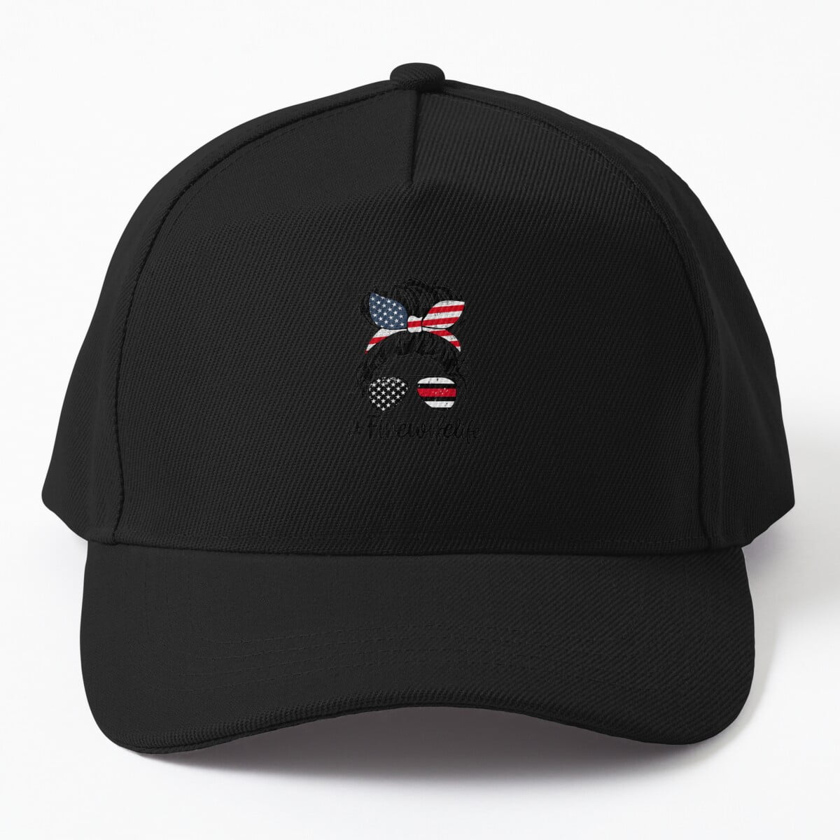 Tiny Hug Fire Wife Life Firefighter Wife 4Th Of July Messy Bun Cap ...