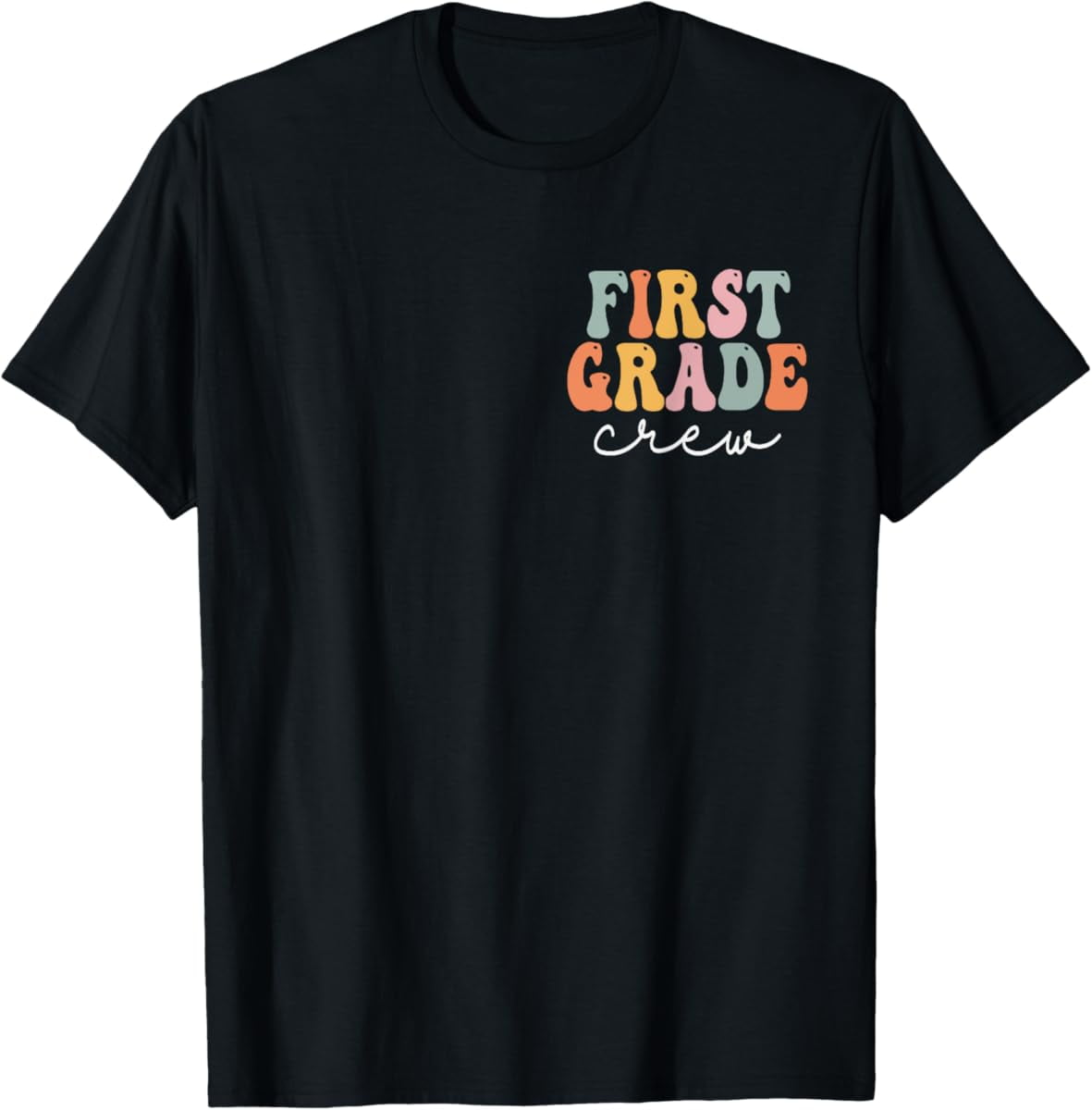 Tiny Hug First Grade Crew Groovy Women First Day Of School T-Shirt ...