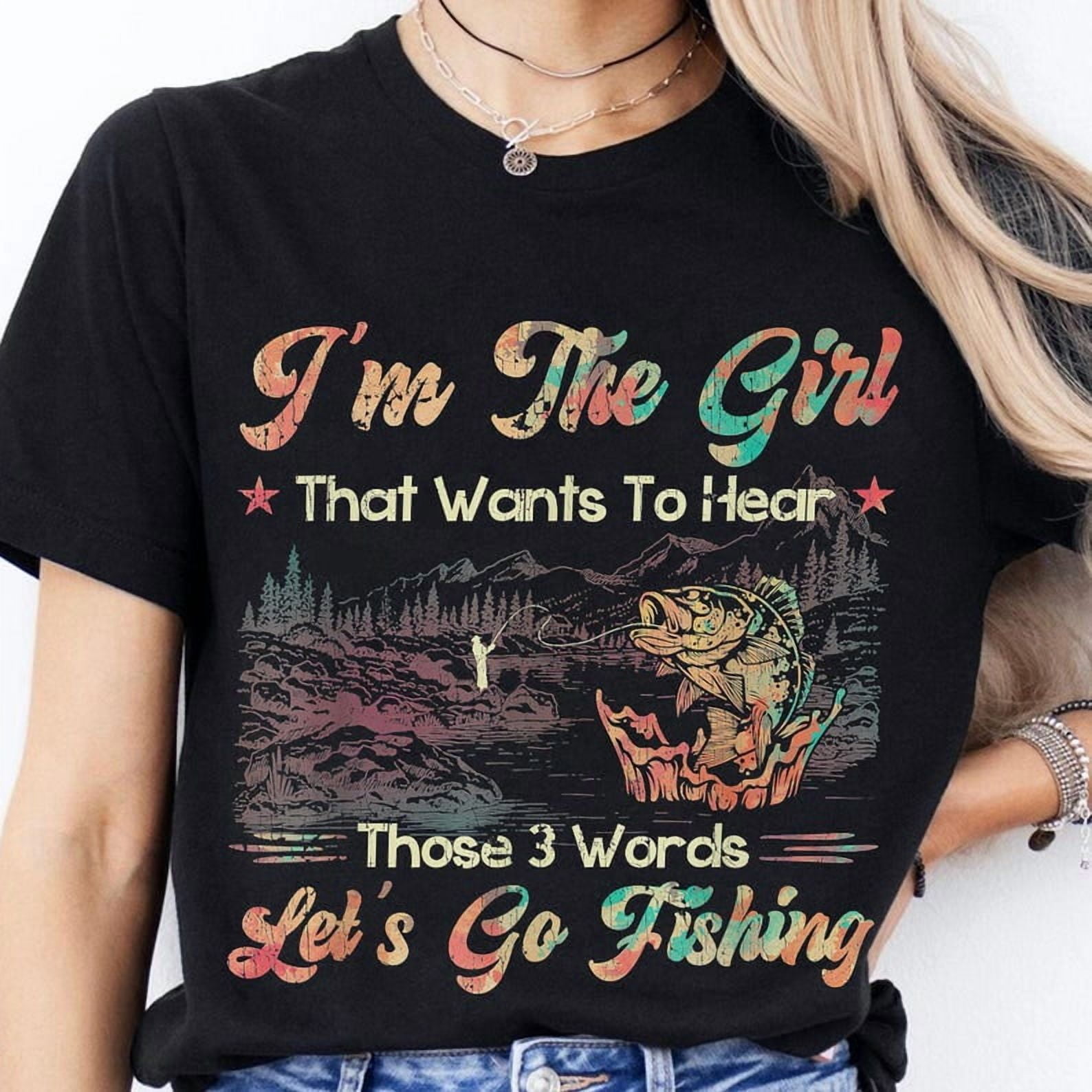 Tiny Hug Fishing Girl Vintage Bass Clipart All Size S-5Xl - Walmart.com