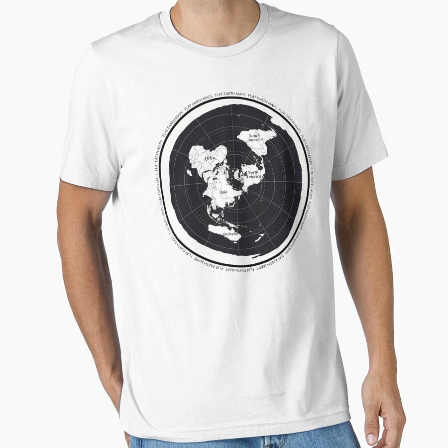 Tiny Hug Flat Earth Maps Essential T-Shirt, Full Size S-5XL Shirt ...