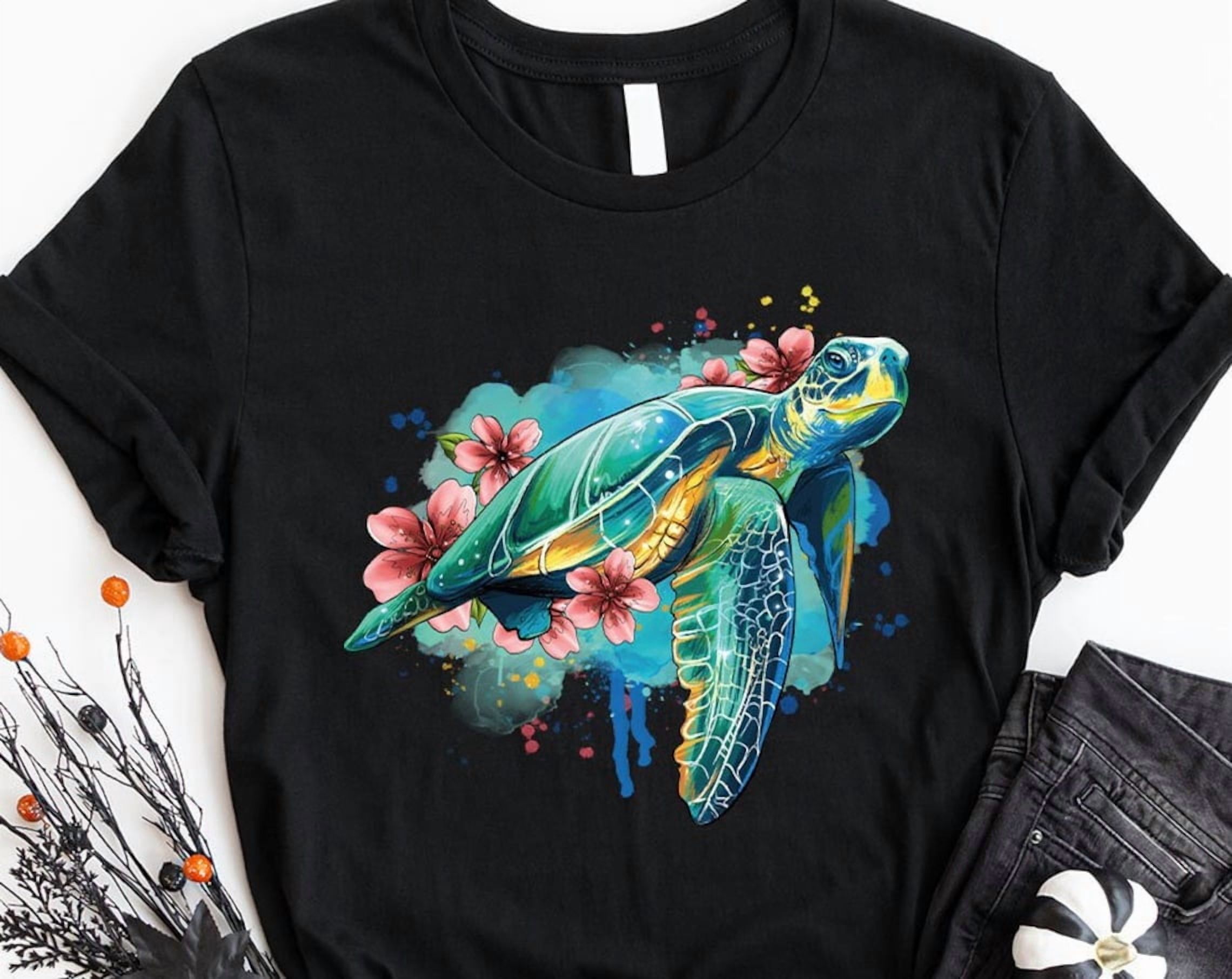 Tiny Hug Floral Turtle Shirt, Sea Turtle Graphic Tees, Sea Animals ...