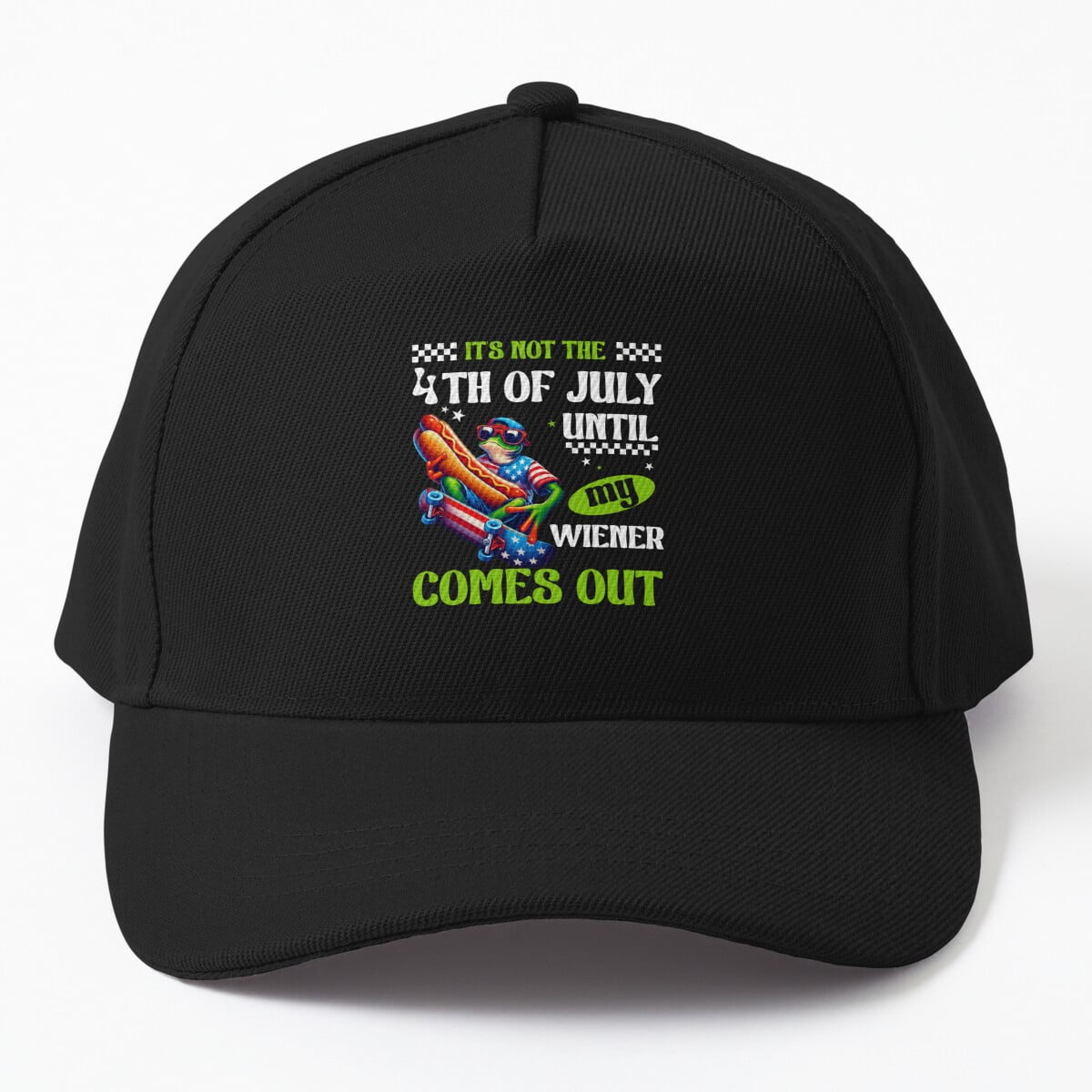 Tiny Hug Funny 4Th Of July Hotdog Skateboard Frog Cap, Hats For Men ...