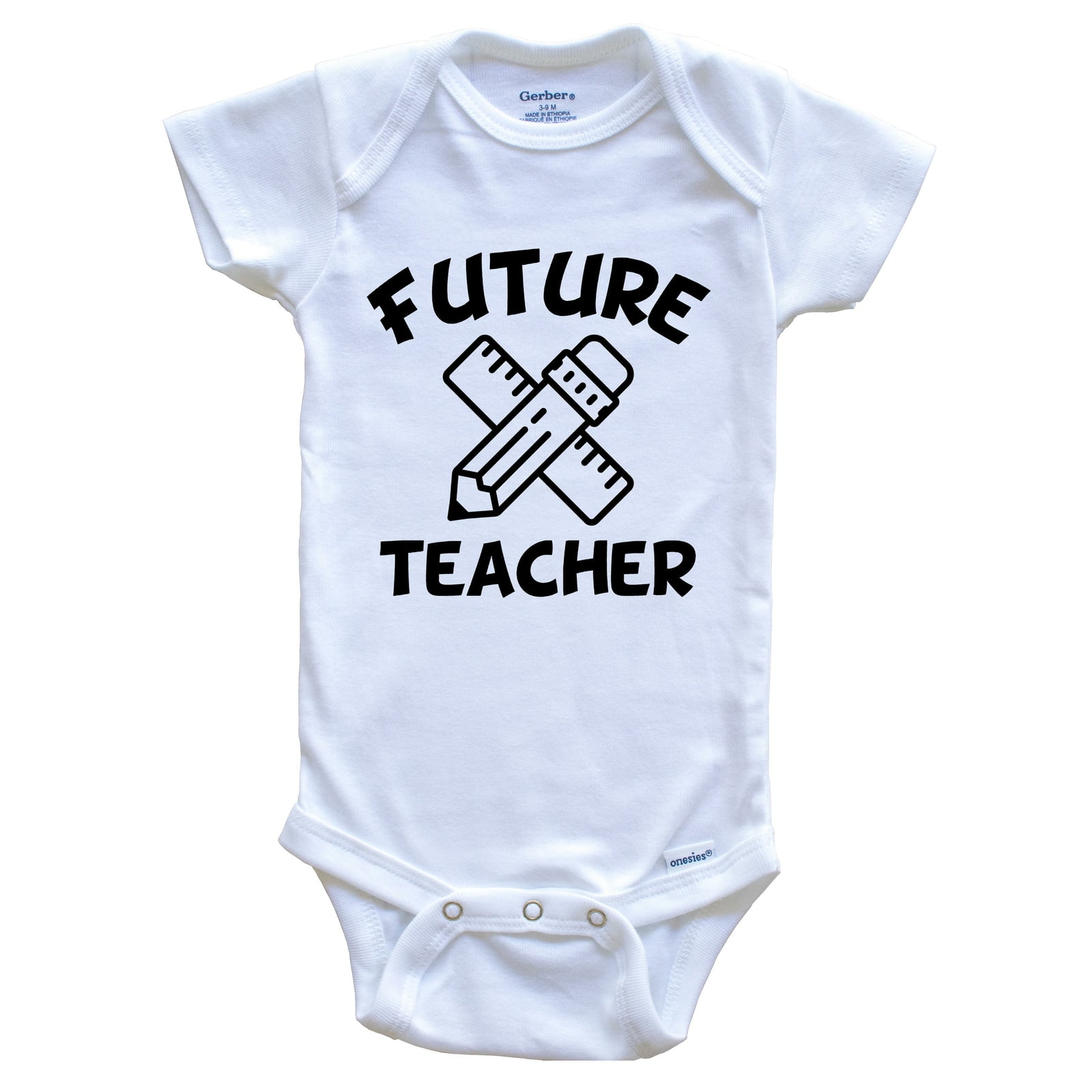 Tiny Hug Future Teacher Cute Ruler Pencil Baby Bodysuit - One Piece Baby Bodysuit, New Born ...