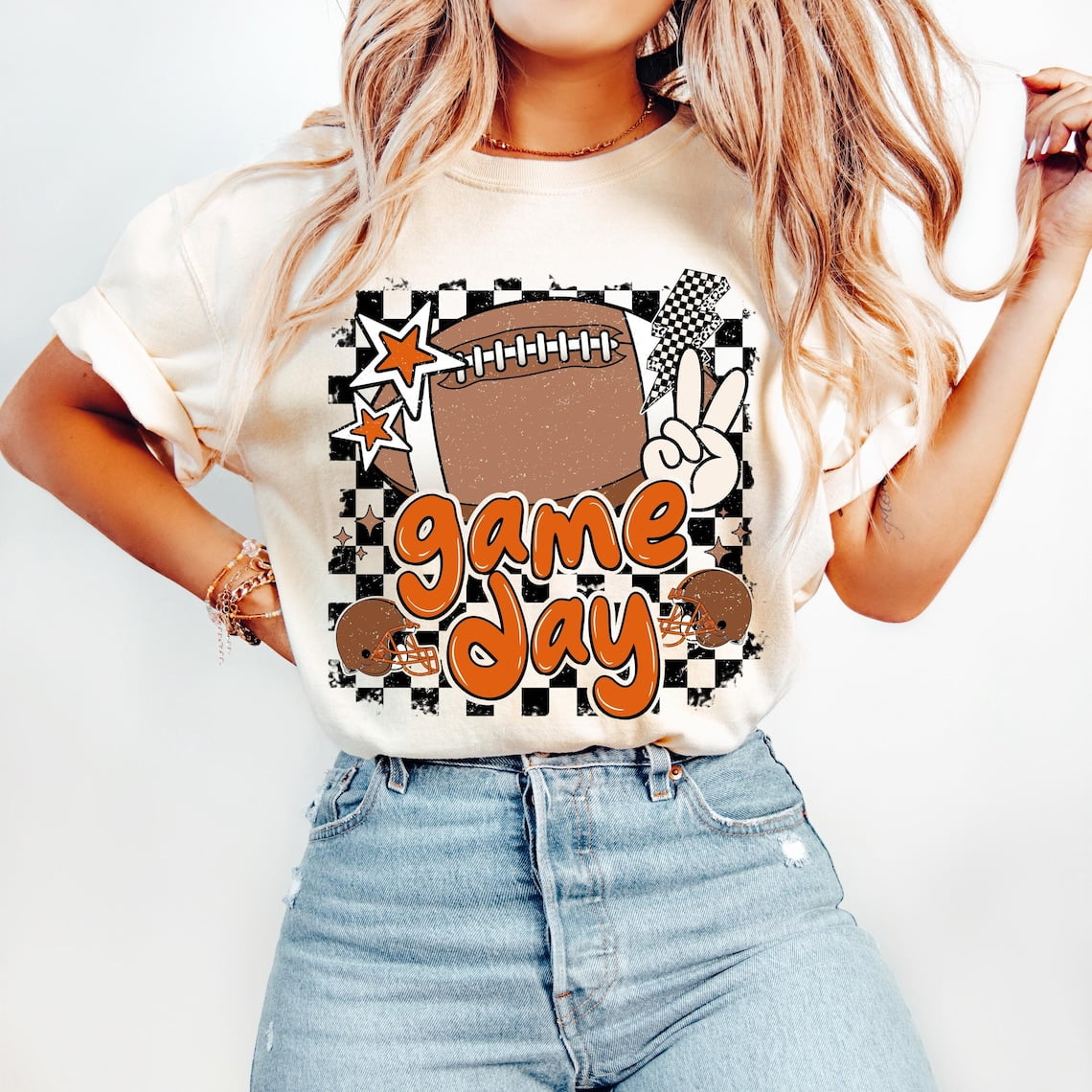 Tiny Hug Game Day Football, Retro Football, Football Mom, Black Orange ...