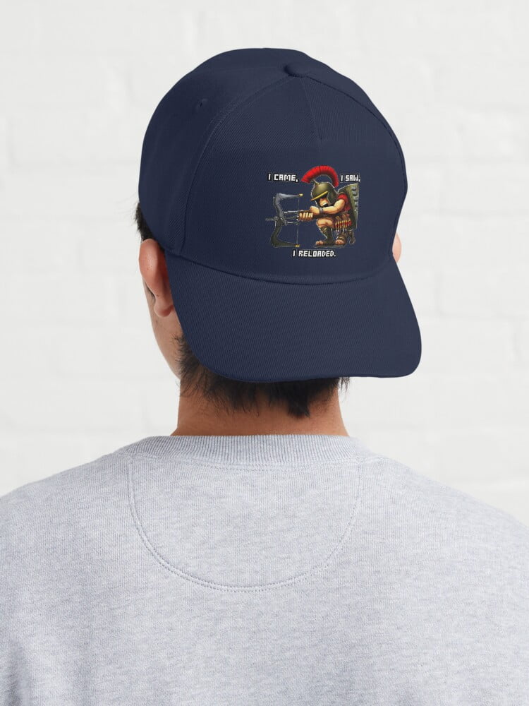 Tiny Hug Gamer Quote: I Came, I Saw, I Reloaded. Roman Soldier Cap ...