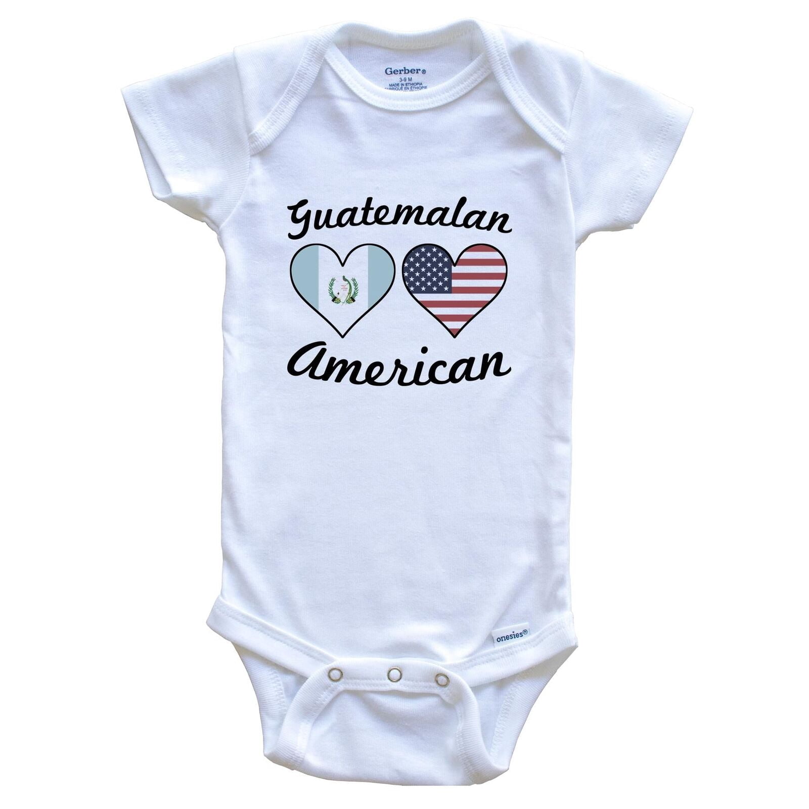 Tiny Hug Guatemalan American Flag Hearts One Piece Baby Bodysuit, New ...