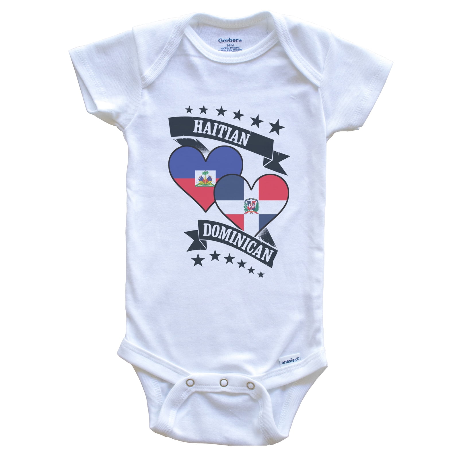 Tiny Hug Haitian Dominican Heart Flags Haiti Dominican Republic Baby ...