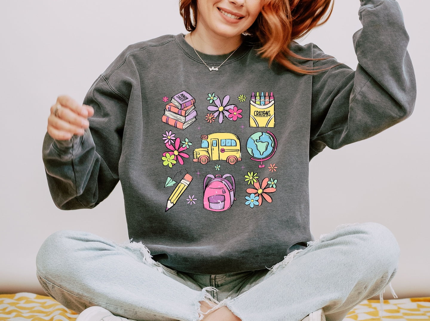 Tiny Hug Hello Kindergarten Sweatshirt, Bright School Pullover With Bus ...