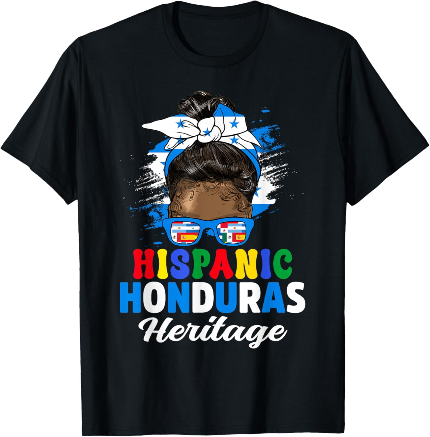 Tiny Hug Hispanic Heritage Month Honduras Girl Messy Bun Honduran T ...
