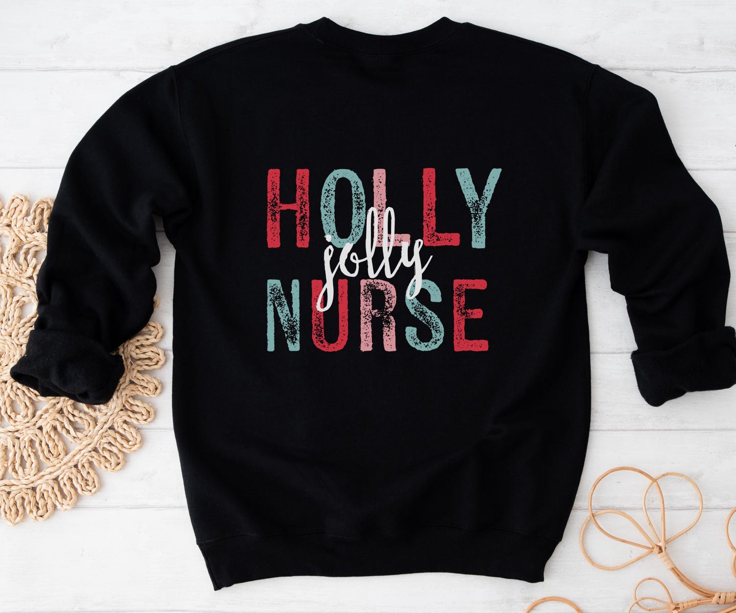 Tiny Hug Holly Jolly Nurse Happy Holiday Sweatshirt, Perfect For ...